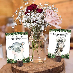 8Pcs Jungle Safari Centerpieces and Wooden Stands, Safari Baby Shower for Table Decorations, Jungle Animal Birthday Party Centerpiece for Boys Kids, Wild One Themed Birthday Party Supplies