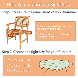 Lmeison Patio Chair Cushions, Outdoor Seat Cushion 24 x 24 Patio Furniture Cushions Set of 2 Patio Seat Cushions with Memory Foam Waterproof Deep Seat Cushion for Chair, Sofa, and Couch, Camel