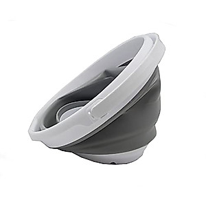 SAMMART 10L (2.6 Gallon) Collapsible Plastic Bucket - Foldable Round Tub - Portable Fishing Water Pail - Space Saving Outdoor Waterpot. Size 31cm Dia (White/Grey, 1)
