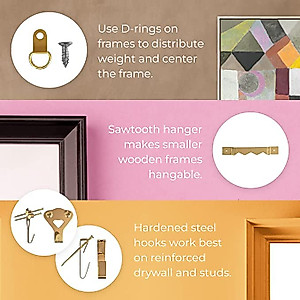 Pickily 225 Piece Picture Hanging Kit Photo Hangers Includes Nails Wire, Screw Eyes Sawtooth Hook for Wall Art Mounting Mini-Gradient Level Heavy Duty Hardwire for Home Office Use Hanger Supplies