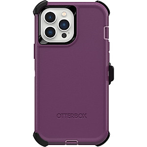 OtterBox iPhone 13 Pro Max & iPhone 12 Pro Max Defender Series Case - HAPPY PURPLE, rugged & durable, with port protection, includes holster clip kickstand