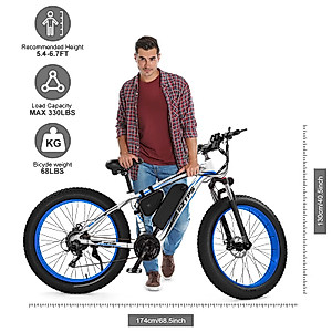Electric Bike,26''Electric Bike for Adults with 48V 13Ah Removable Battery,750W Fat Tire Electric Bike,30 MPH Electric Mountain Bike,21 Speed E-Bike with Phone Charger Mount