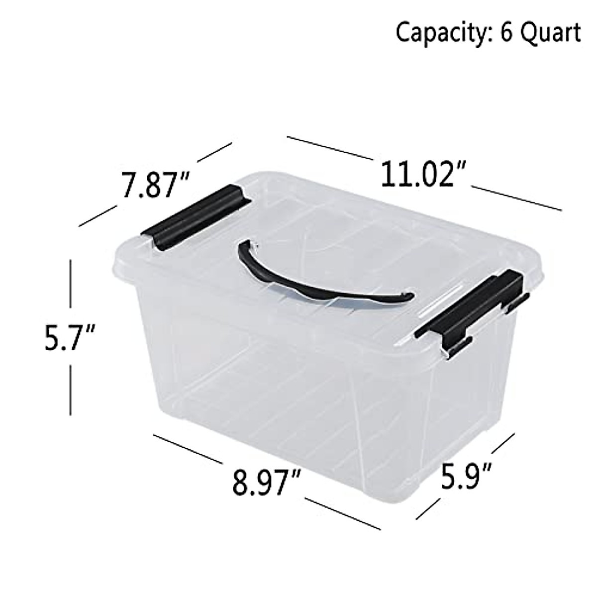 Farmoon 6 Quart Plastic Storage Bin, Stackable Container Box with Lid, 2 Packs