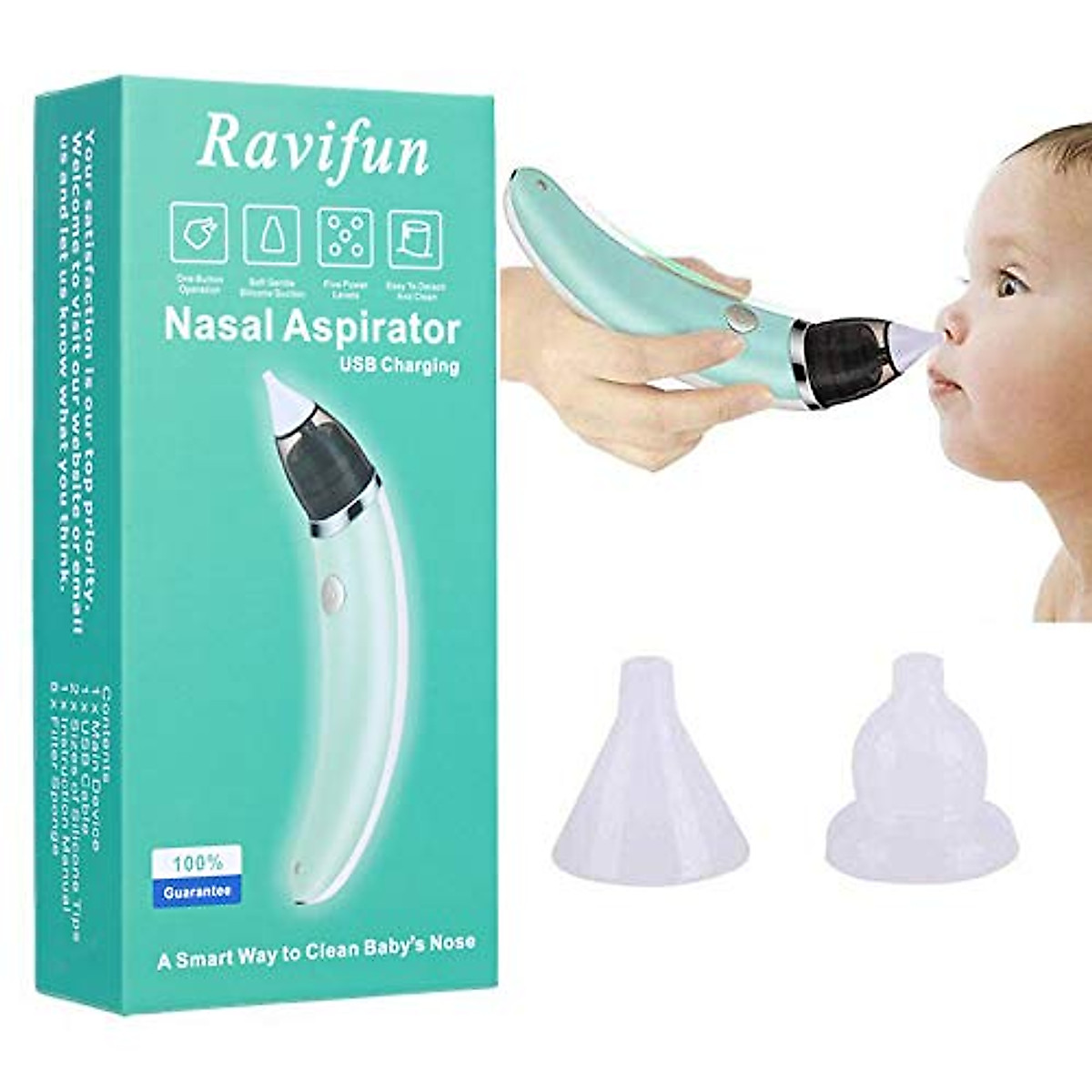 Baby Nasal Aspirator, Electric Snot Sucker Nose Mucus Cleaner for Newborns and Toddlers, Rechargeable Automatic Booger Sucker for Babies with 5 Levels Suction