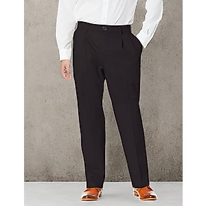 Dockers Men's Relaxed Fit Signature Khaki Lux Cotton Stretch Pants-Pleated, Black, 38W x 30L