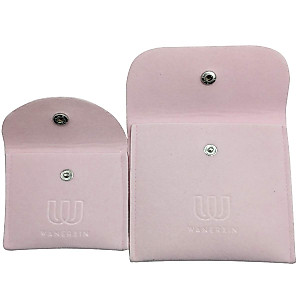 wanerxin Pack of 2 PCS Velvet Jewelry Pouch with Snap Button for Necklaces Bracelet Rings Watch (Pink)