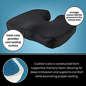 Healthy Spirit Gel Enhanced Seat Cushion | | Memory Foam and Gel Seat Cushion Office Chair Car Seat Cushion Coccyx, Black