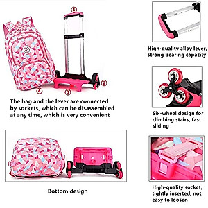 Girls Rolling Backpack Kids Backpack with wheels for Middle school Trolley Luggage