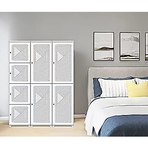 Portable Closet Clothes Wardrobe Plastic Bedroom Armoire 14"x20" Depth Cube Storage Organizer with Hanging Rod and Doors，15 Cubes, White (Door Accessories)