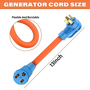 Flameweld Welder Adapter Cord - NEMA L14-30P Twist Locking to 6-50R, 4 Prong Generator to 3 Prong Welder Power Adapter Cord, 125/250V STW 10AWG Generator Cord, ETL (Blue)