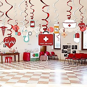 Levfla 30pcs Nurse Party Hanging Swirls Decoration for Nurse Graduation Party,Nurse Appreciation Week,Nurse Life Medical Theme Party Supplies Ideas RN BSN Whirls Favor