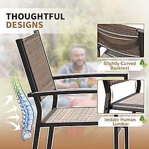 Devoko Outdoor Dining Chairs Set of 6 Patio Stackable Chairs for Backyard Deck (Brown)