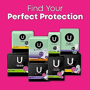 U by Kotex Balance Sized for Teens Ultra Thin Pads with Wings, Extra Absorbency, 56 Count (4 Packs of 14) (Packaging May Vary)