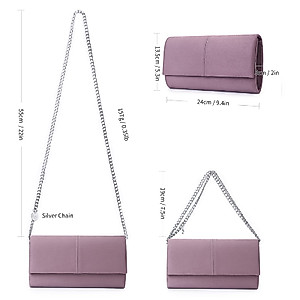 Ava&Lina Clutch Purse for Women Evening Handbags Formal Clutch Party Purse Large Envelope Faux Suede Clutch Purple
