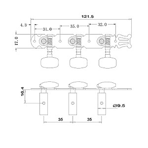 SAPHUE A set of 1R1L Gold Classical Guitar Tuning Pegs Keys Tuners Machine Heads