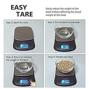 NUTRI FIT Ultra Slim Kitchen Scale Digital Food Weight Scale for Baking Cooking in Grams and Ounces Tare & Backlit LCD Display 11lb 5kg Capacity- Black/Stainless Steel