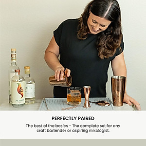 A Bar Above 14-Piece Professional Bartender Gift Set - Premium Barware Accessories for Home Bar - Bartending Gift Kit Includes Shaker, Jigger, Strainers & More - Valentines Day Gifts for Him & Her