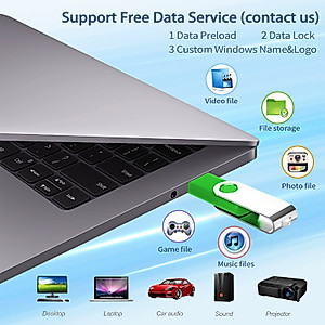 Custom Logo USB Flash Drive Bulk Personalized USB 2.0 Swivel Memory Stick with Keychain and USB C Adapter Double-Sided Printed Free Thumb Drive Pen Drive - as Promotional Gift Wholesale(512MB,50PACK)
