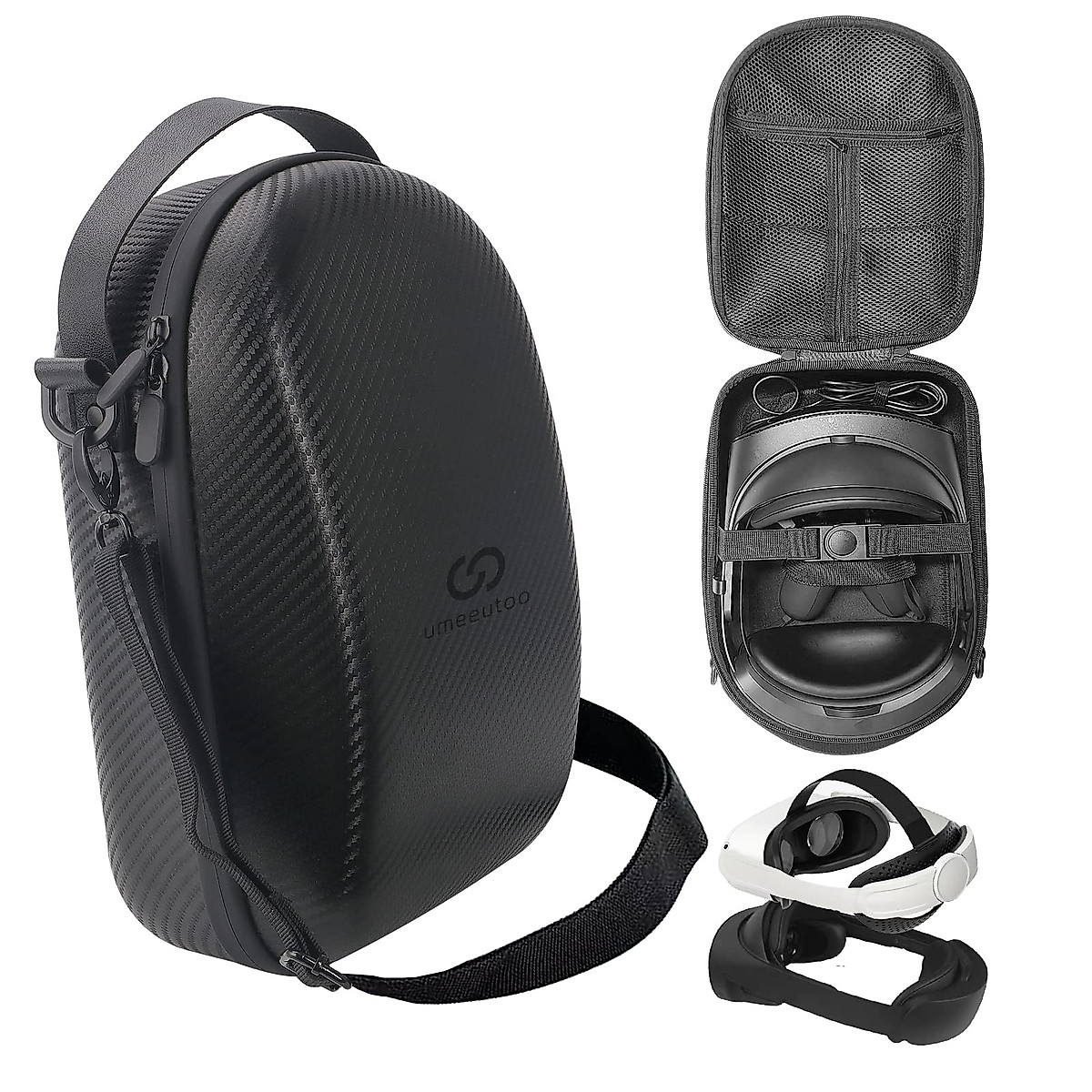 UMEEUTOO Hard Travel Carrying Case Compatible with Meta Quest Pro and Accessories Large Space case for Vr and Accessories and All Head Strap