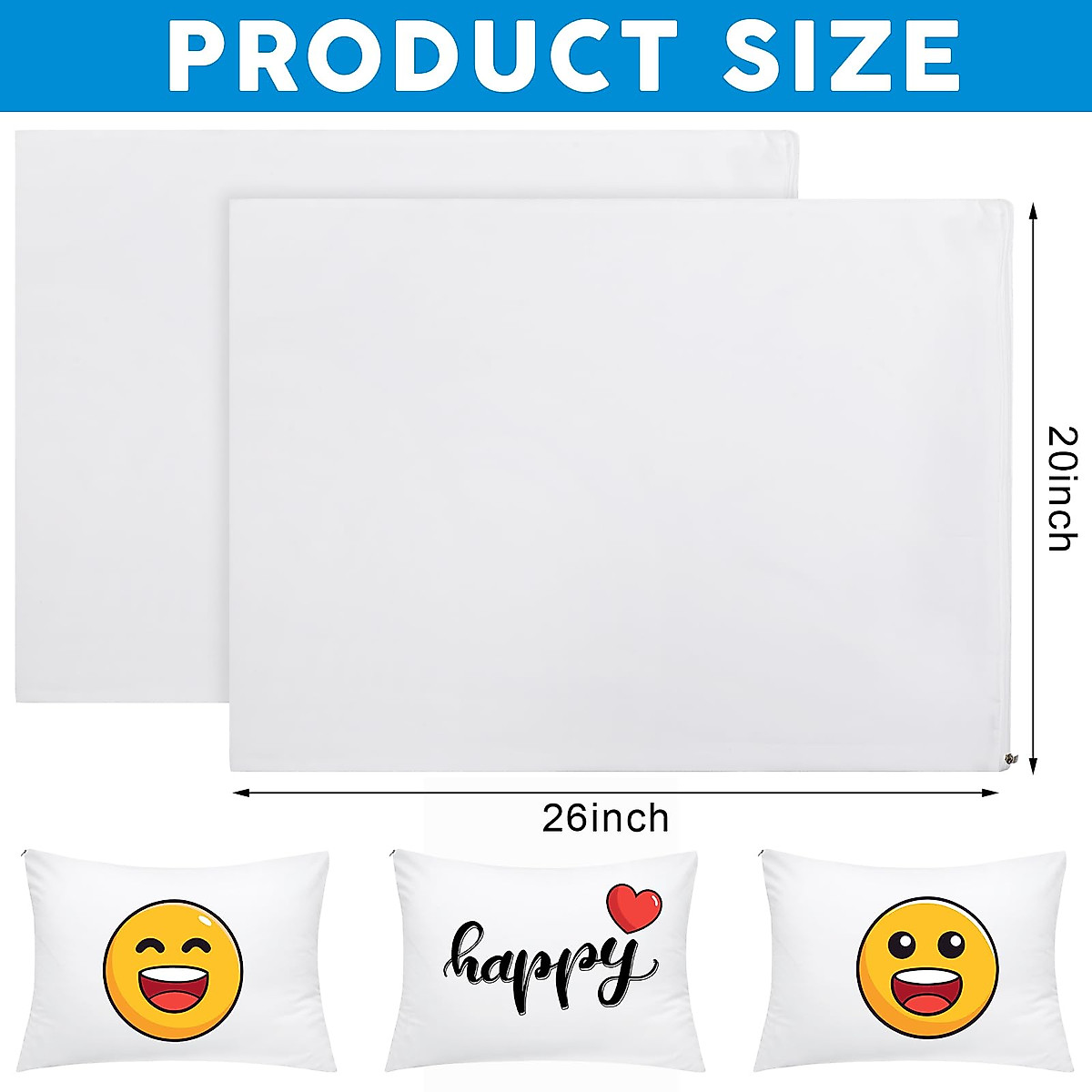 Shimeyao 24 Pcs Zippered Pillow Protectors Bulk Standard Bedding Pillow Cases Soft Breathable Cotton Sateen Dust Protection Covers White Cases for Home Hotel Rental (20 x 26 Inch)