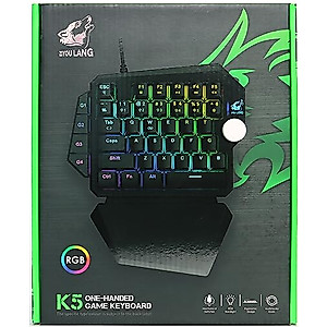 UrChoiceLtd One-Handed RGB Mechanical Gaming Keyboard,Upgrade Multimedia Knob USB Wired Professional Gaming Keypad with Macro Function, Detachable Wrist Rest For PC/Xbox/PS4 (Black/Blue Switch)