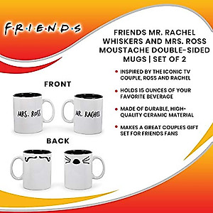 Ukonic Friends Mr. Rachel Whiskers and Mrs. Ross Moustache Double-Sided Mugs | Set of 2