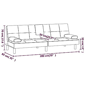 YAFF Modern Folding Sofa Bed, Faux Leather Convertible Sleeper Couch with 2 Cushions & USB connector & Cup Holders, Home Love seat Guest Bed for Living Room, Guest Room, 78.7"W x 35"D x 27.6"H— Cream