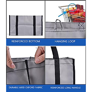 LONGTEAM Extra Large Reusable Foldable Shopping Bag, Fold Away Washable and Lightweight Shopper Bag with Reinforced Handles (3 Pack)