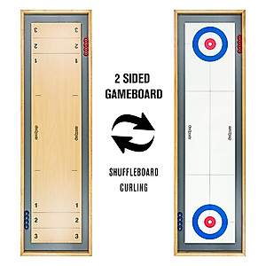 GoSports Shuffleboard and Curling 2 in 1 Board Games - Classic Tabletop or Giant Size - Choose Your Style