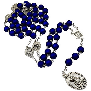 TALISMAN4U Seven Sorrows of Mary Rosary Chaplet Deep Blue Acrylic Beads Catholic Jewelry Necklace for Women with Rosary Box