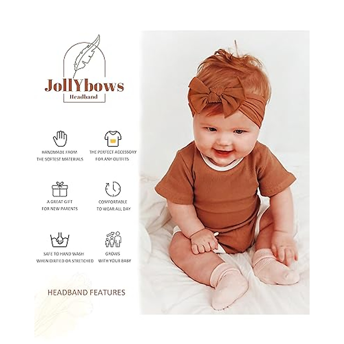 jollybows 20PCS Baby Girls Nylon Headbands Elastic Hair Bows Hair Bands Turban Hair Accessories for Kids Infants Toddlers