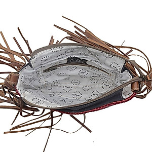 Myra Bag female Sunset Hand-Tooled Bag Upcycled Cotton & Leather S-3076