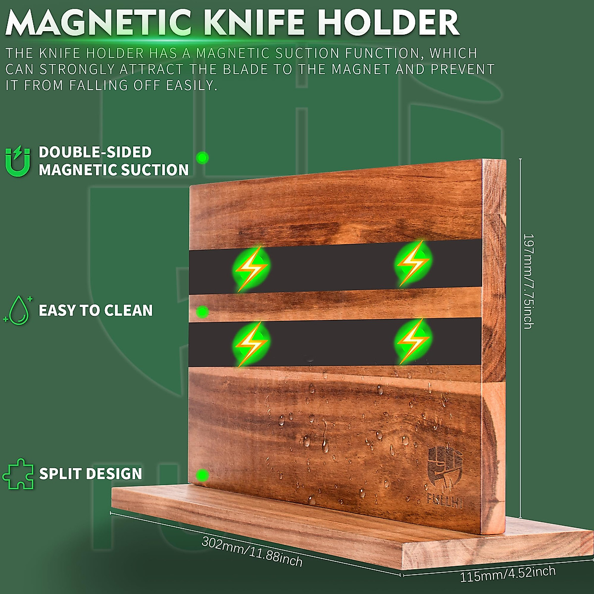 FULLHI 11PCS Butcher Knife Set with Magnetic Knife Block Holder, Non-slip butcher boning knife German Stainless Steel Chef Knife Set,Meat Processing Set for Home Kitchen,Slaughterhouse And Restaurant