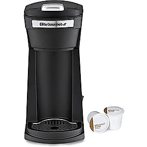 Elite Gourmet EHC208RS Personal Single-Serve Compact Capsule Coffee Maker Brewer, Compatible with K-Cups and Grounds, Reusable Filter, 16 Ounce, Black