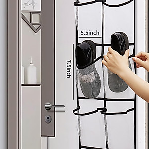 PVWSG Over The Door Shoe Organizer, 14 Large Mesh Pockets Hanging Shoe Rack for Closet Organizers and Storage, White, 2-pack (white)