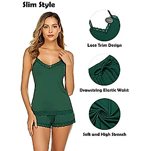 Avidlove Short Pajamas Set Sleepwear Lace Soft Tank Tops and Shorts Set for Women(Green,XXL)