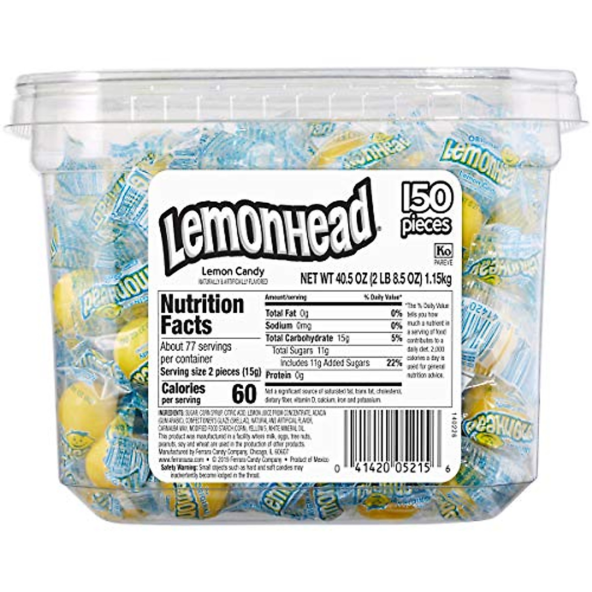Lemonhead Hard Lemon Candy, Individually Wrapped Candy (150 Count)