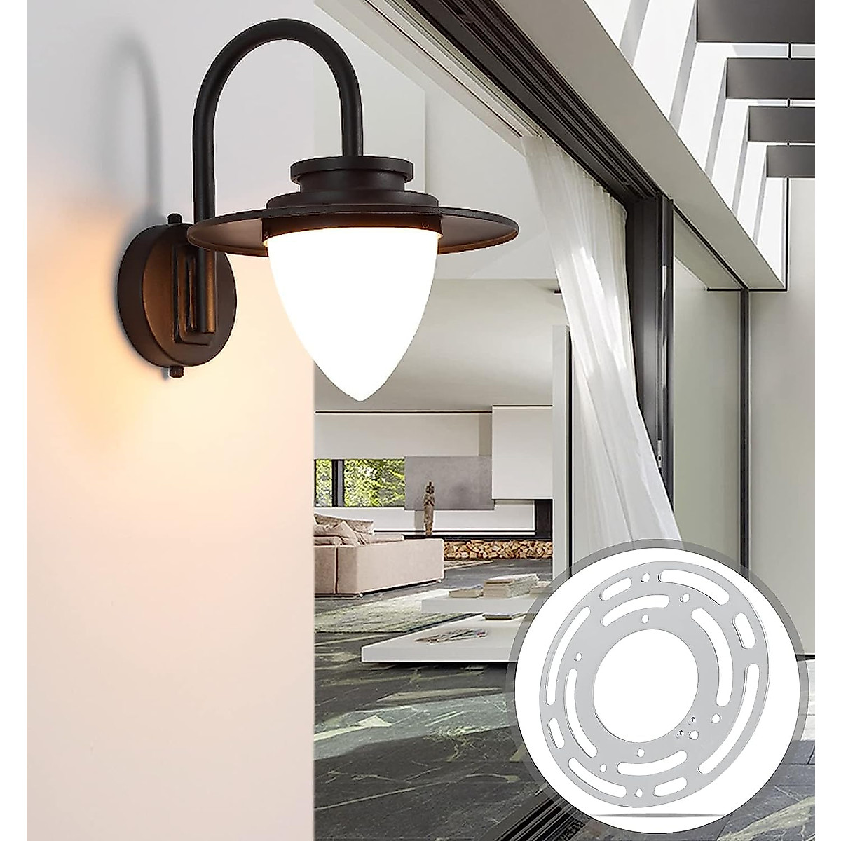 2 Pack Light Fixture Mounting Bracket 4 Inches Diameter,Round Universal Light Crossbar, with Ground Screw and Acorn Cap Nuts for Mount Wall Light