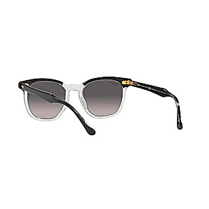 Ray-Ban RB2298F Hawkeye Low Bridge Fit Square Sunglasses, Black On Transparent/Grey Gradient Polarized, 54 mm