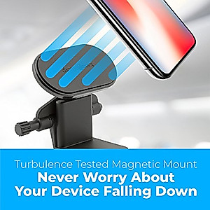 ChargeWorx Airplane Magnetic Phone Mount & Tablet Mount | Universal In Flight Airplane Phone Holder Mount | 360 Degree Rotation Tablet Holder for Airplane | Tray Table Viewing for Smartphones, Tablets