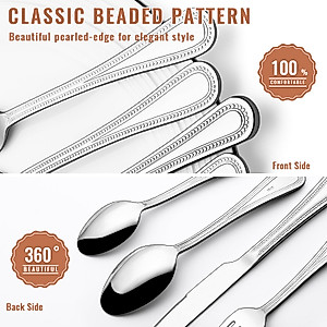 Paincco 60-Piece Silverware Set Service for 12, Stainless Steel Flatware set, Pearled Edge Cutlery Set Includes Knife Fork Spoon, Beading Eating Utensil for Home Kitchen Restaurant, Dishwasher Safe