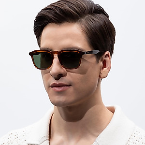 CARFIA Acetate Polarized Mens Sunglasses UV Protection Retro Fashion Cool Glasses for Driving Golf Fishing CA5352