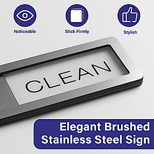 Dishwasher Magnet Clean Dirty Sign - Stainless Steel Dishwasher Magnetic Sign - Clean & Dirty Dishwasher Slider Easy to Indicator - Kitchen Gadgets