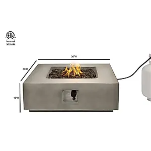 Living Source International Propane/Natural Gas Fire Pit Table - Concrete Gray