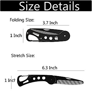 Folding Stainless Steel Beard Comb Mustache Comb for Men Beard Care,Beard Styling Pocket Hair Comb with Bottle Opener,Daily Beard Grooming Comb