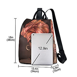 senya Women's Fashion Backpack Purses, African American Woman Black Backpack Shoulder Bag for Women