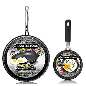 Granitestone Original 10 Nonstick Frying Pan with 5.5" Egg Omelette Pan, Nonstick Skillet Set, No-warp, Mineral-enforced, PFOA-Free, Oven Safe Dishwasher-safe Cookware Set - As Seen On TV
