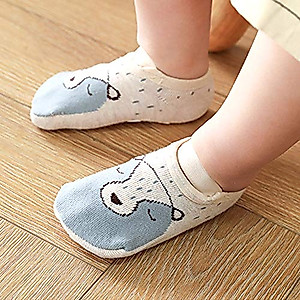 MOLUMIX Baby Anti Slip Grips Animal Socks 8-36 Months, Toddler Non Slip Floor Socks for Girls and Boys 6 Pairs