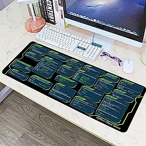 Python Cheat Sheet Mousepad For Beginner, Python Reference Guide Desk Mat, Python CheatSheet For Software Engineers, Gift For AI Programmer Desk Mat KMH