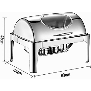UZOURI Stainless Steel Chafing Dish with Full Rotating Cover, Chafing Dish Set Food Warmer Buffet, Buffet Dish Catering Pan for Kitchen Party Banquet Dining